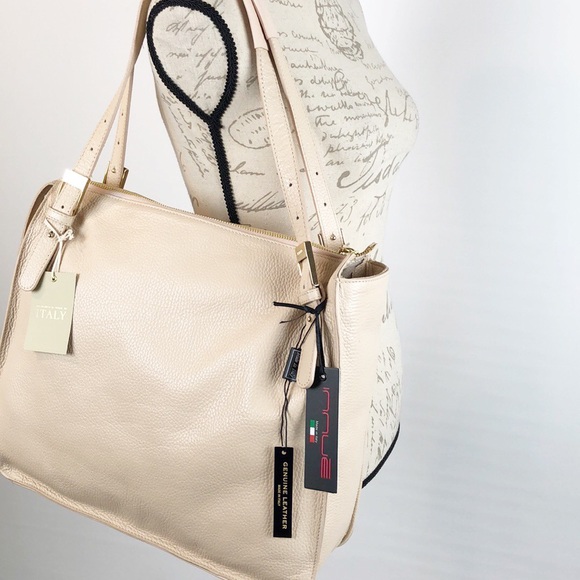 Innue | Bags | Innue Leather Bag Large Tote Shoulder Nude Cream | Poshmark